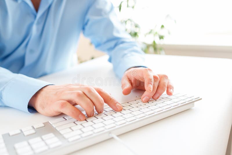 Men Office Worker Typing on the Keyboard Stock Photo - Image of depth ...