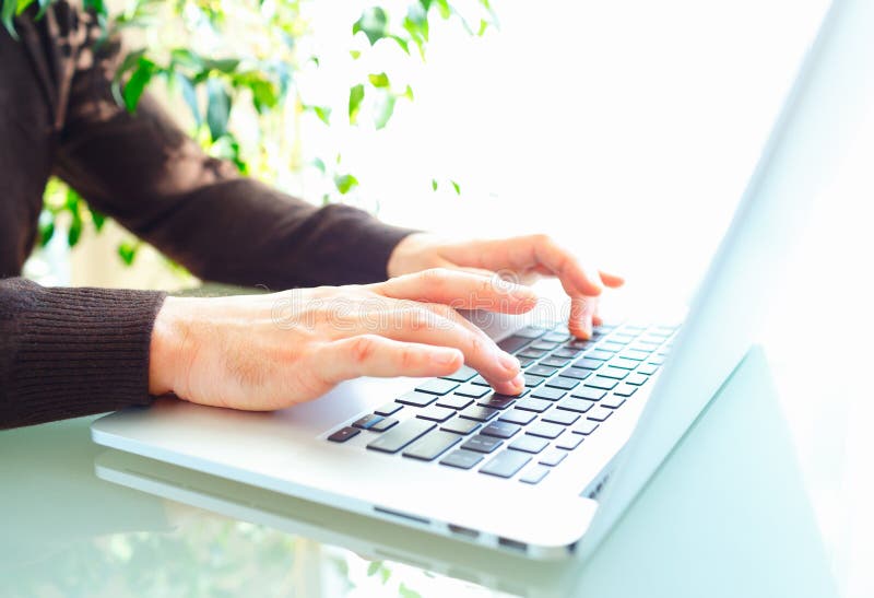 Men Office Worker Typing on the Keyboard Stock Photo - Image of ...