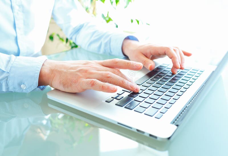 Men Office Worker Typing on the Keyboard Stock Photo - Image of ...