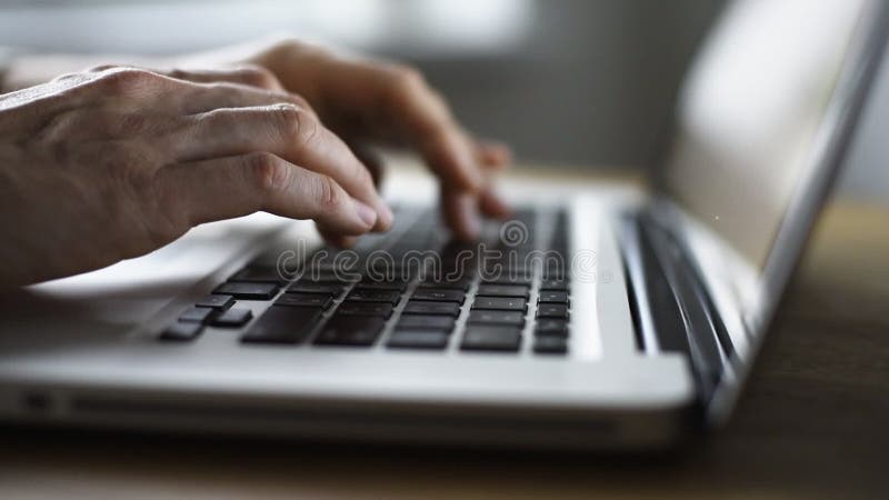 Men Open Laptop and Using Computer at Home. Businessman Working in ...