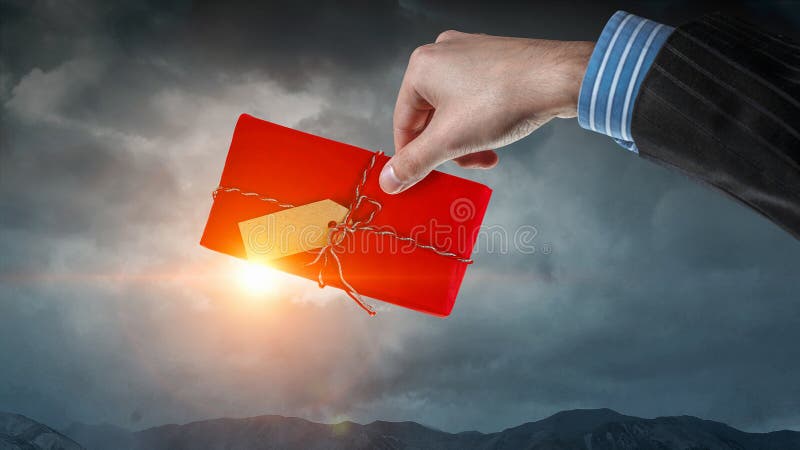 Men Passes Envelope. Mixed Media Stock Image - Image of gift, giving ...