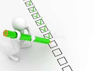 Men with Pen on Questionnaire Stock Illustration - Illustration of ...