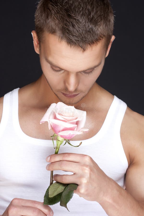 Men with the pink rose stock photo. Image of fitness - 13777016