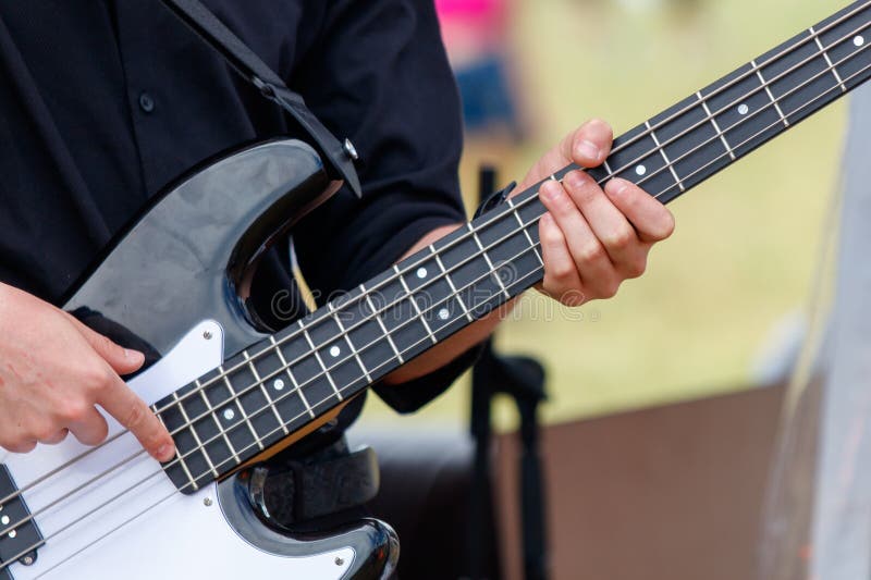 Men Play the Guitar. Hands Close Up Stock Image - Image of blues ...