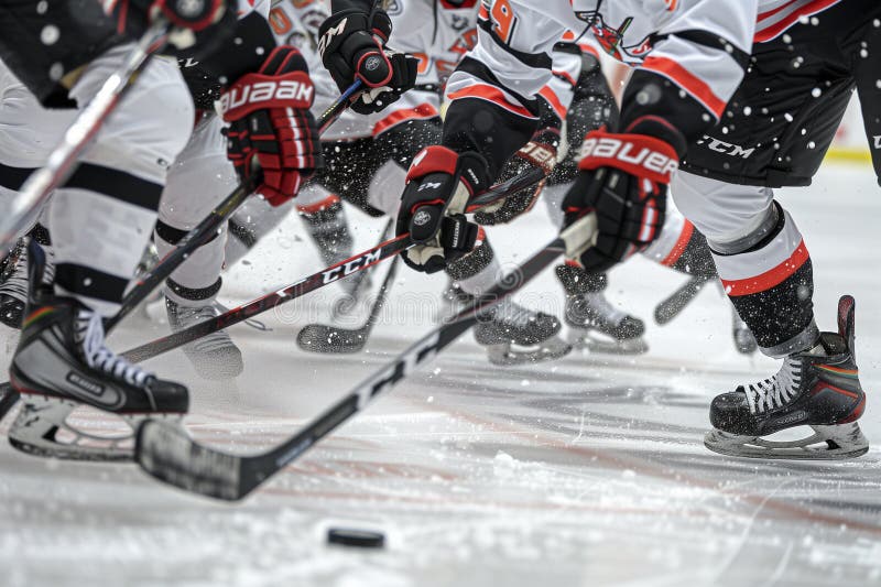 Men Playing Ice Hockey on the Ice Close-up Stock Illustration ...