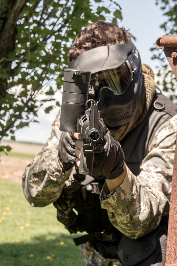 Men playing paintball stock photo. Image of rifle, paintballing - 31135024
