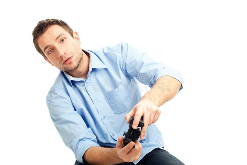 Man playing video games stock image. Image of close, isolated - 13259485