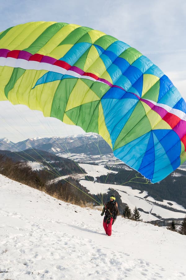 Men Train with Paragliding Wing Stock Image - Image of cold, exercise ...