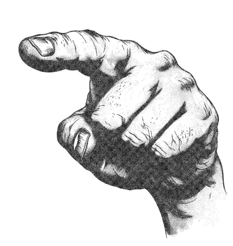 Men Pointing Hand Illustration with Risograph Overprint and Retro ...