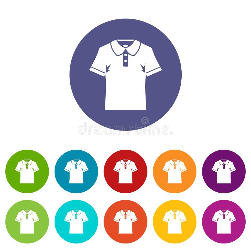Men Polo Shirt Icons Set Flat Vector Stock Vector - Illustration of ...