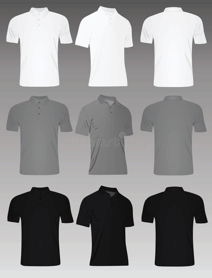 Men Polo T Shirt Set. Black Grey and White Stock Vector - Illustration ...