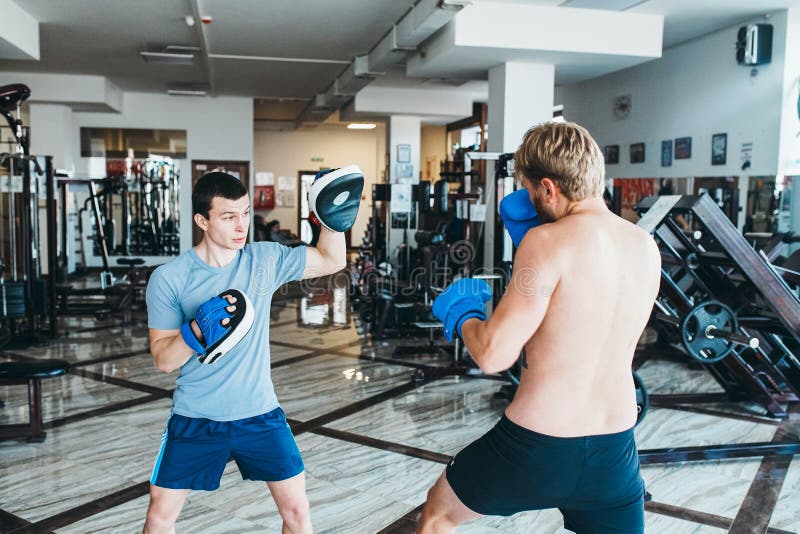 Men Practicing Boxing in Gym Stock Image - Image of beard, defense ...
