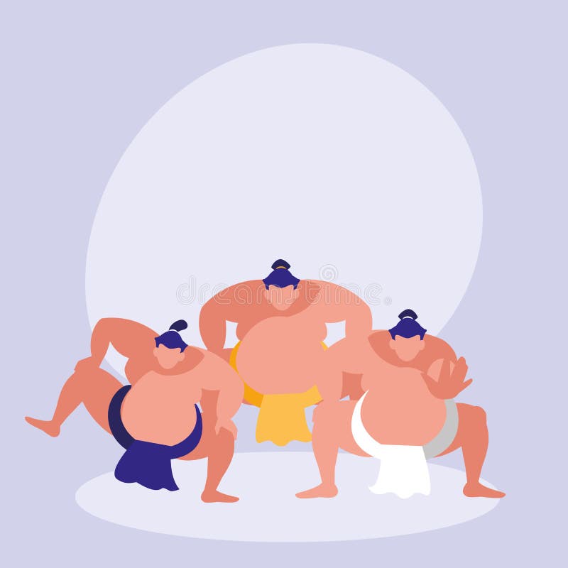 Men Practicing Sumo Avatar Character Stock Vector - Illustration of ...