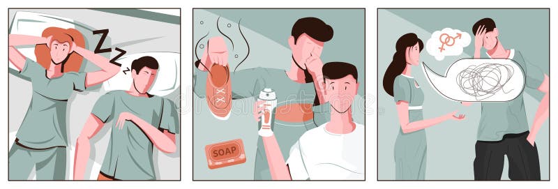 Men Problem Compositions Set Stock Vector - Illustration of face, mood ...