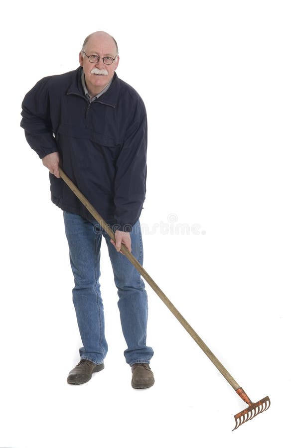 Men with a rake stock photo. Image of glasses, cheerful - 14026264