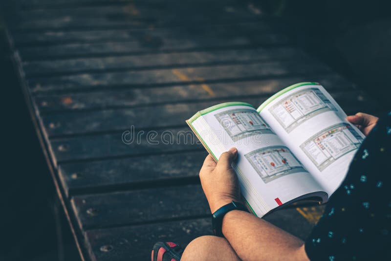 Men Read Book in Quiet Nature, Concept Read a Book Stock Photo - Image ...