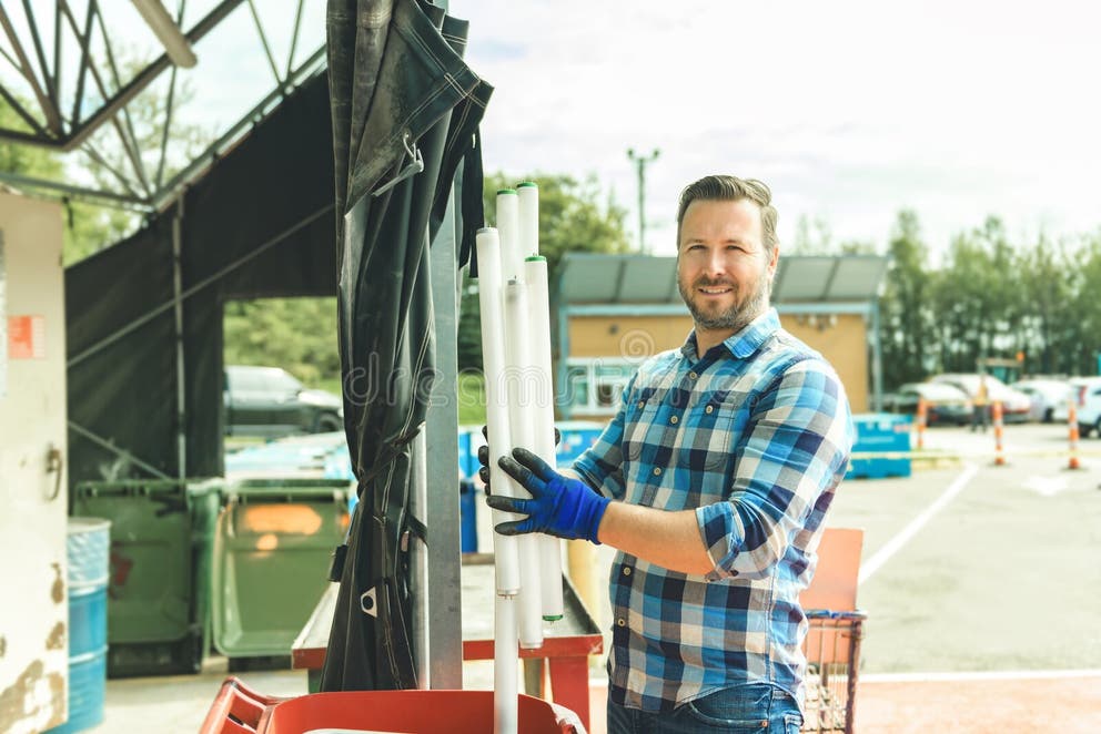 Men Recycling Thing on a Recycling Center Stock Image - Image of ...