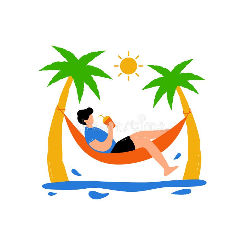 Men Relax on Beach Flat Illustration Stock Vector - Illustration of ...