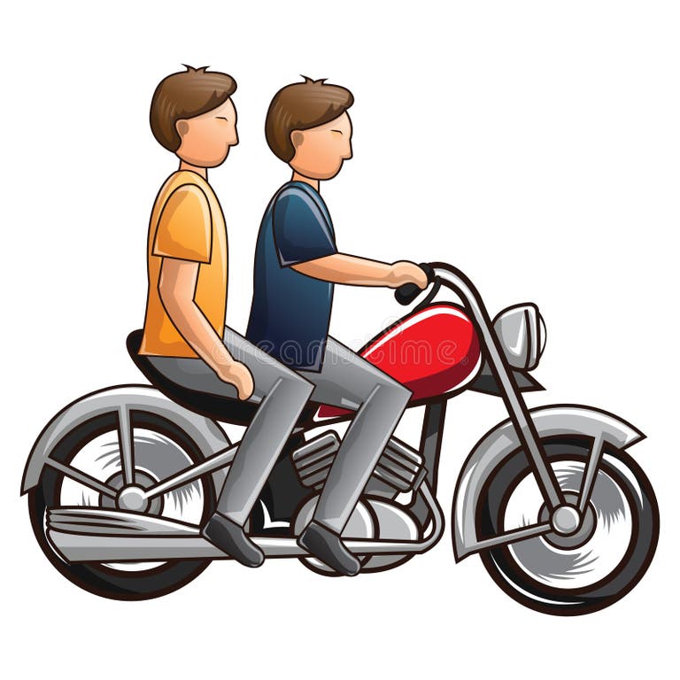 Men Riding Motorcycle. Vector Illustration Decorative Design Stock ...