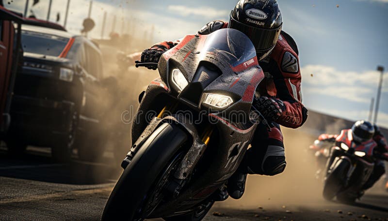 Men Riding Motorcycles in a Competitive Motocross Race, Experiencing ...