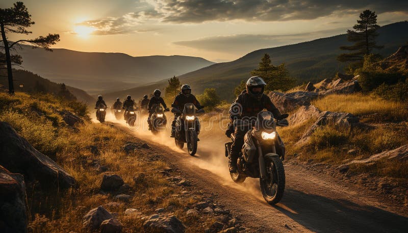 Men Riding Motorcycles in the Mountains, Enjoying the Freedom of ...
