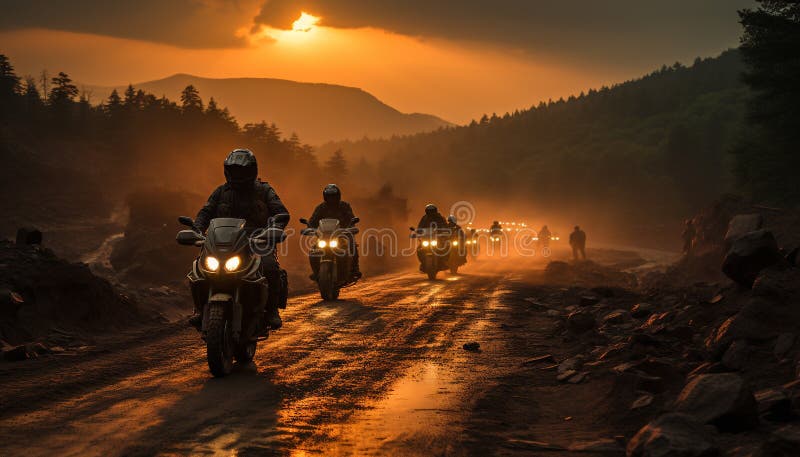 Men Riding Motorcycles in the Outdoors, Racing with Speed and Adventure ...