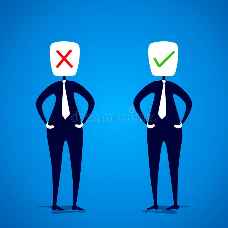 Men with Right and Wrong Symbol Poster Stock Vector - Illustration of ...