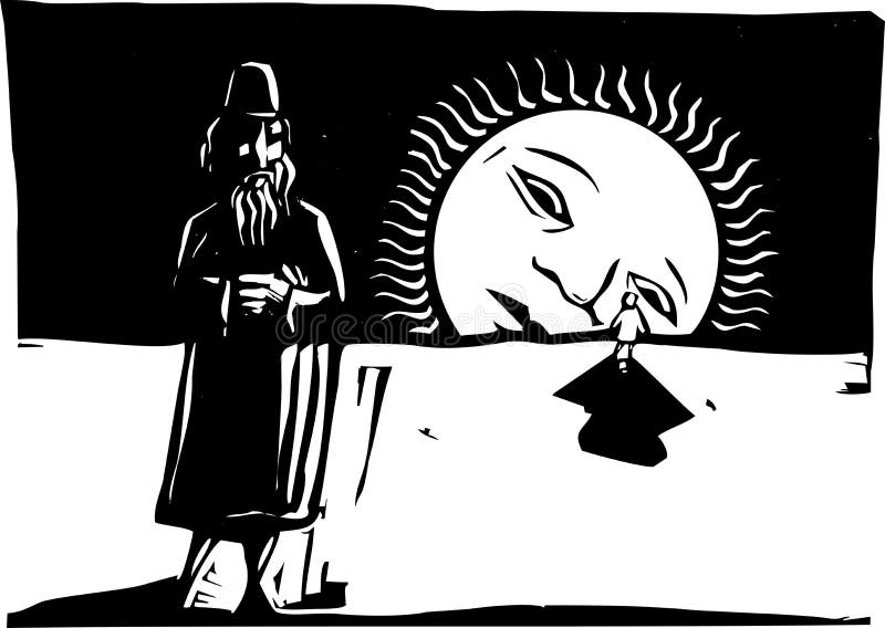 Men with Rising Sun stock vector. Illustration of woodcut - 23049115