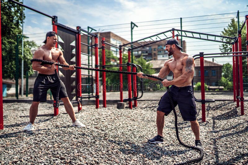 Men with Rope, Functional Training Stock Photo - Image of club, battle ...