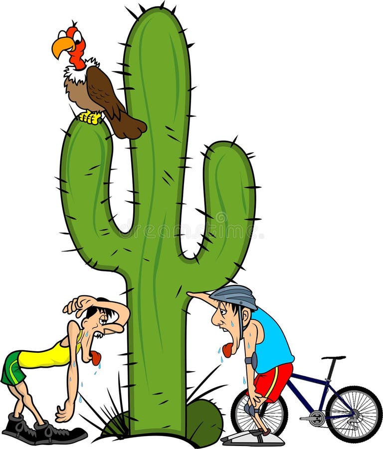 Men Runner Biker Tired beside Cactus Stock Vector - Illustration of ...