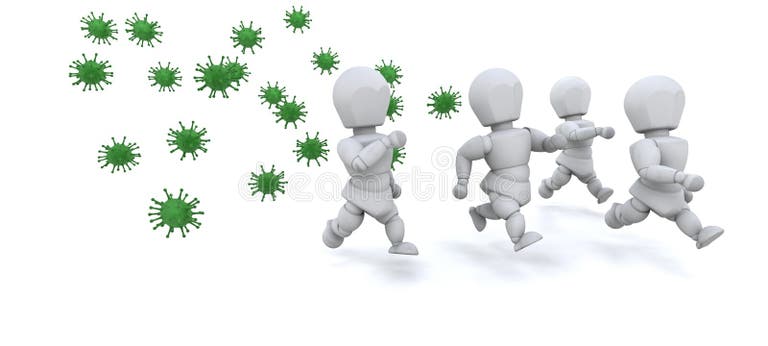Men Running Away from Bacteria Stock Illustration - Illustration of ...