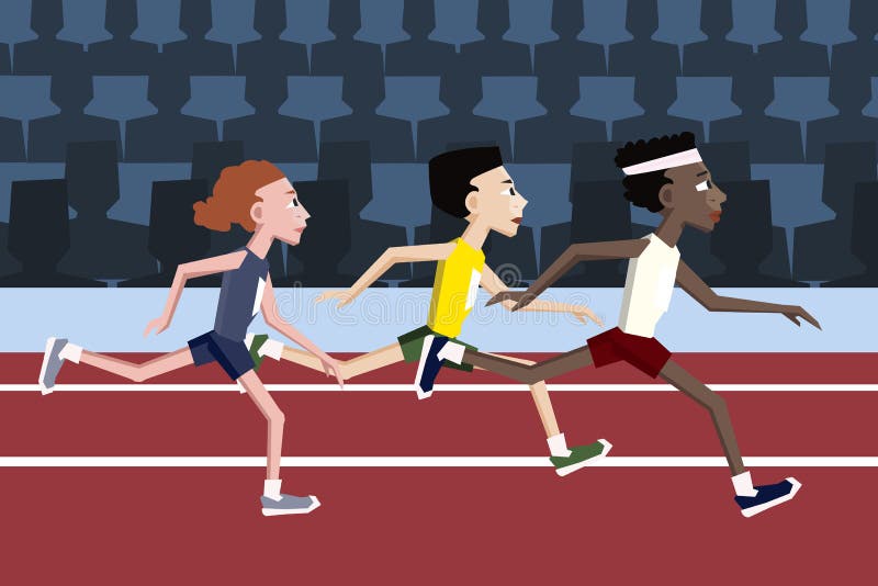 Running Competition, Athlete Sportsman Team Run Marathon Distance on ...