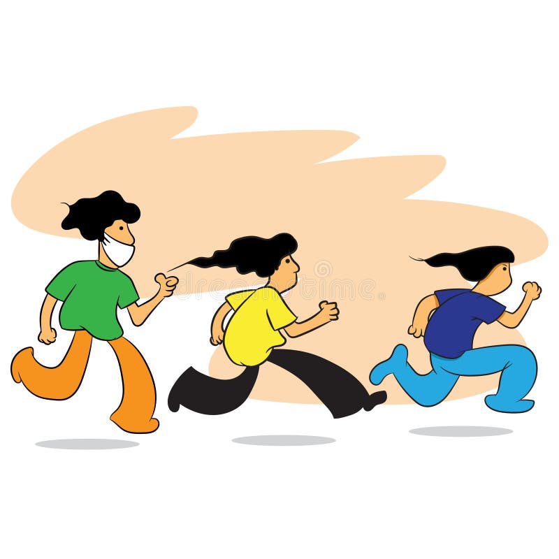 Men running from something stock illustration. Illustration of people ...