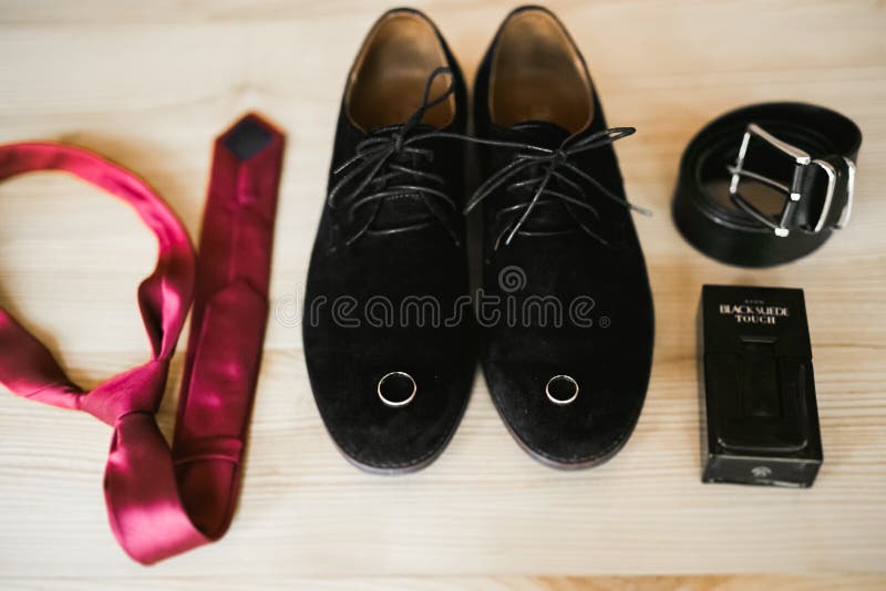 Men`s Accessories with Luxury Shoes. Top View Editorial Stock Photo ...