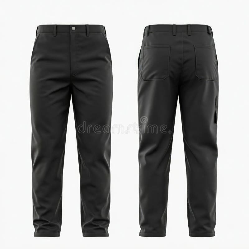 Men S Black Blank Work Pants Template on Invisible Mannequin Showcasing ...