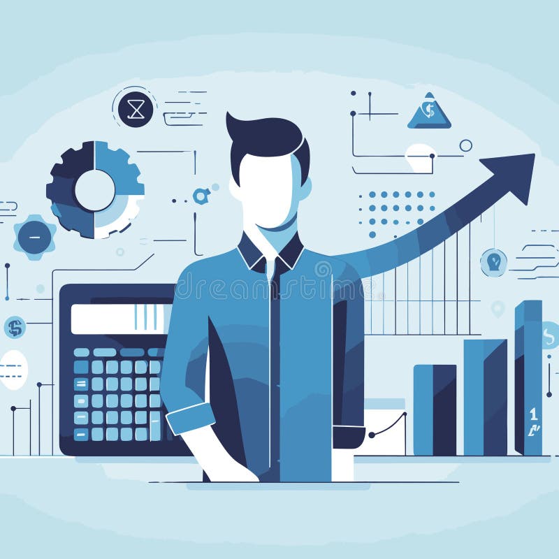 Men S Business Ideas in the Middle of Graphs and Numbers. Stock Vector ...