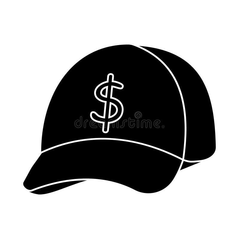 Men S Cap with a Dollar Sign, Black Outline, Vector Illustration Stock ...