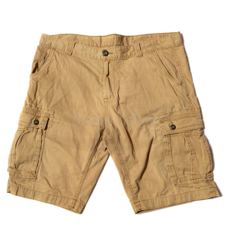 Men& X27;s Cargo Shorts on a White Background Stock Photo - Image of ...