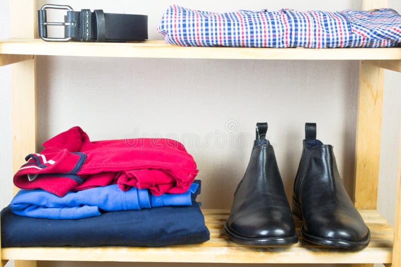 Clothes shelf stock image. Image of folded, interior - 36344781