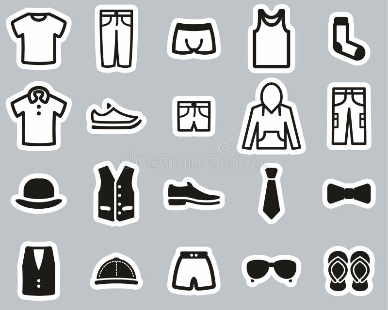 MenÂ´s Clothing & Accessories Icons Black & White Sticker Set Big Stock ...