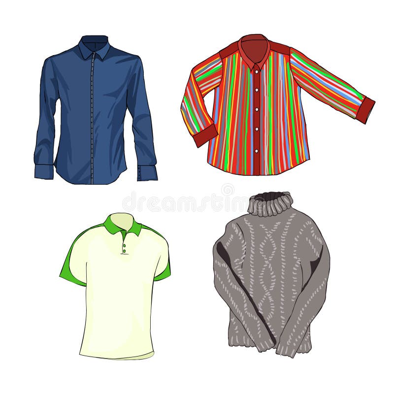 Men S Clothing. Stylish Shirt. Warm Sweater. Vector Stock Vector ...
