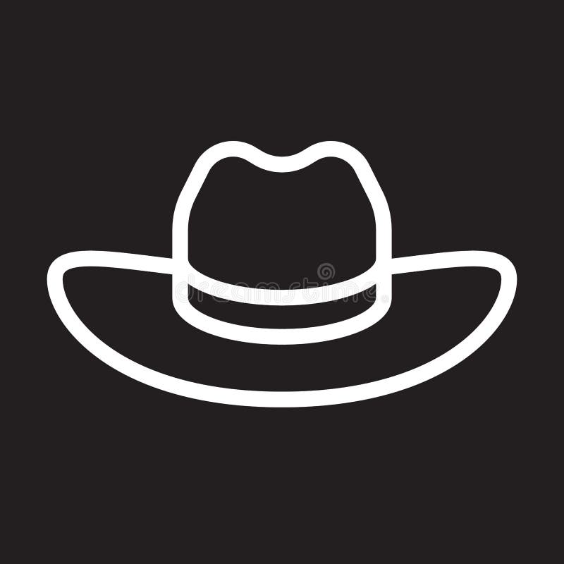 Men`s Cowboy Hat Line Icon, White Outline Sign, Vector Illustration ...