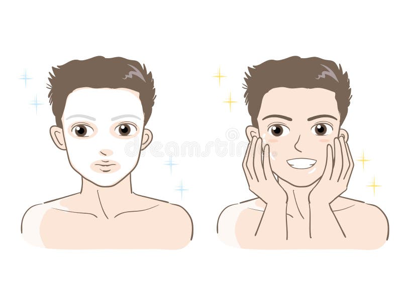 Men`s Esthetic Skin Care Set - before and after Stock Vector ...