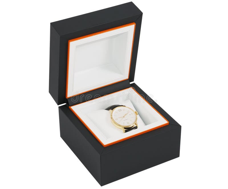 Men s Gold Watch in Box stock image. Image of background - 7028347