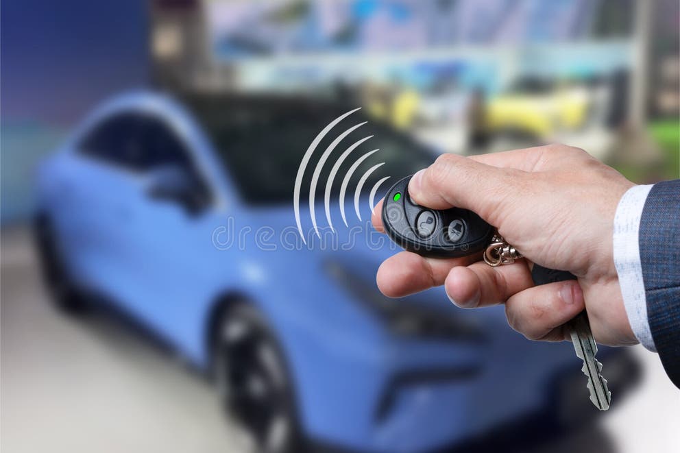 Men& X27;s Hand Presses on the Remote Control Car Alarm Systems. Stock ...