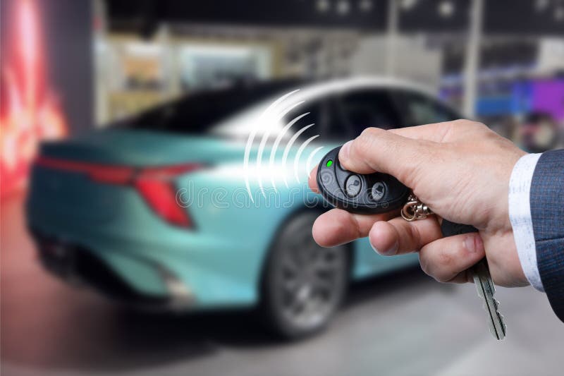 Men& X27;s Hand Presses on the Remote Control Car Alarm Systems. Stock ...