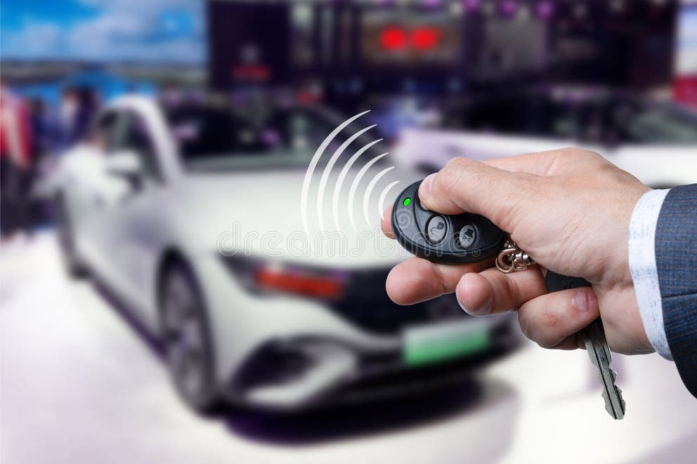 Men& X27;s Hand Presses on the Remote Control Car Alarm Systems. Stock ...