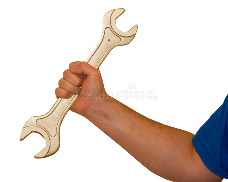 Men s hand with wrench stock image. Image of hand, worker - 6554997