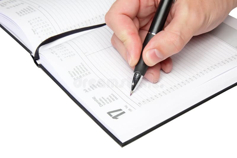 Men S Hand Write Some in Organazer. Stock Photo - Image of businessman ...