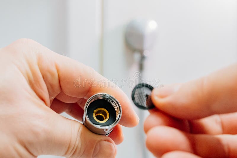 Men& X27;s Hands Insert a Coarse Filter Mesh into the Shower Hose ...